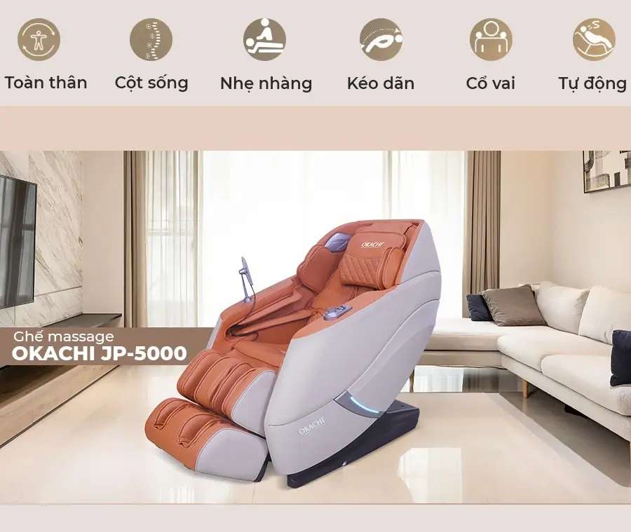 Ghế massage toàn thân OKACHI JP-5000 | ghế matxa chính hãng